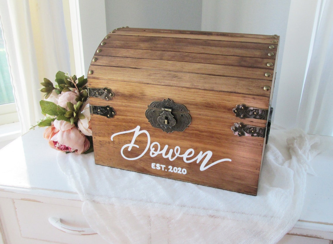 Personalized card chest with slot wedding card trunk wedding | Etsy