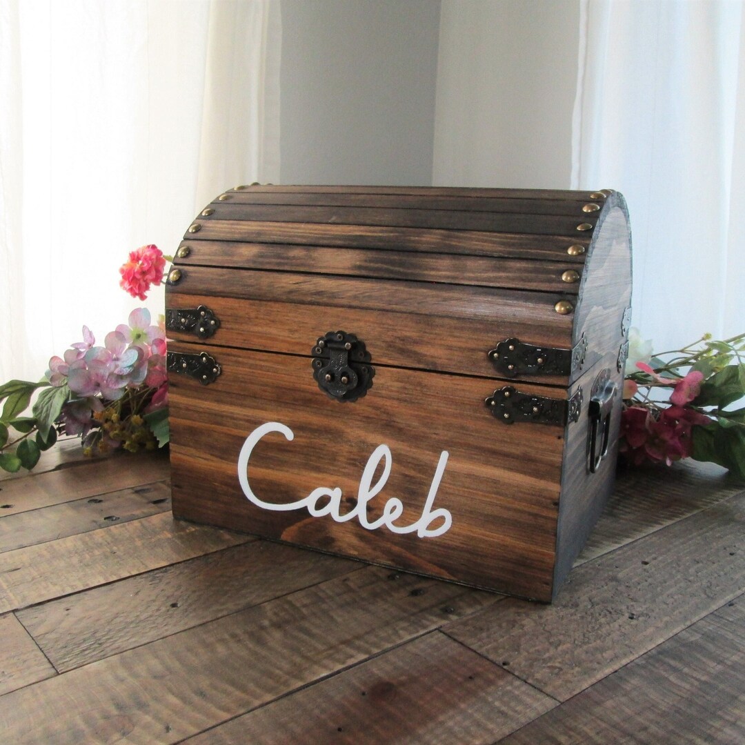 Personalized Money Box for Kids, Treasure Chest Piggy Bank, Wood Money ...