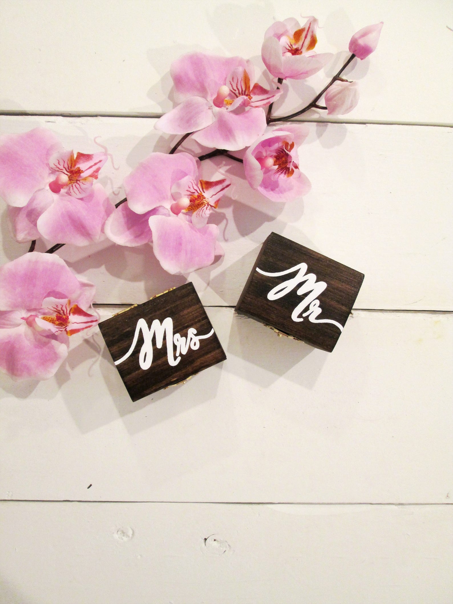 Mr and Mrs Wooden Ring Box Set Enagagement Wedding Ring - Etsy