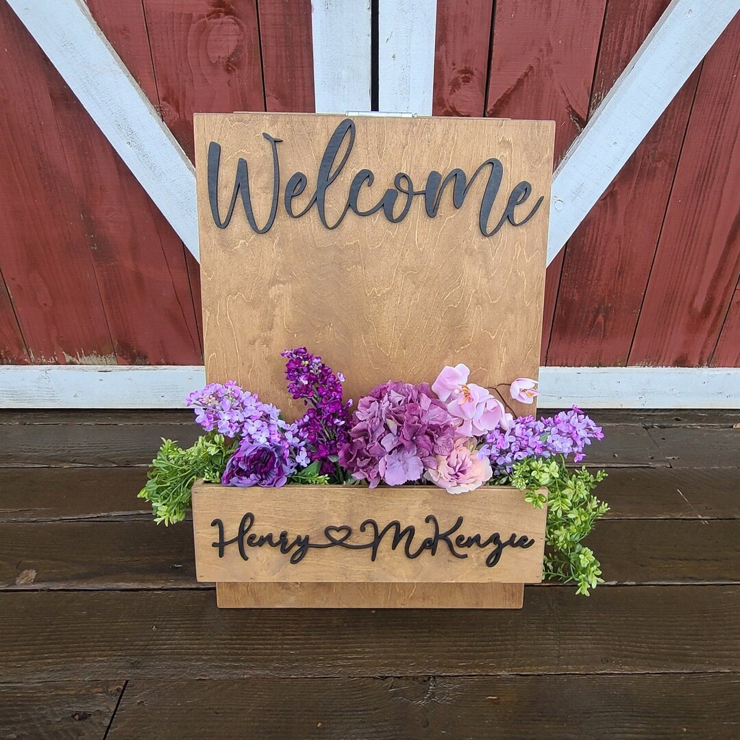 Personalized Flower Box Welcome Sign With 3D Wording, Wedding Welcome ...