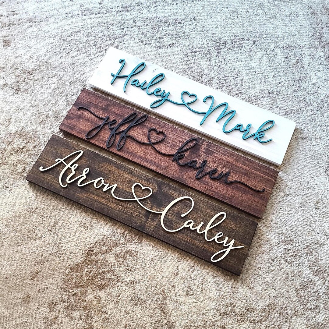 Personalized Heart Name Sign - 3D Wood Couple Name Sign - Boyfriend ...