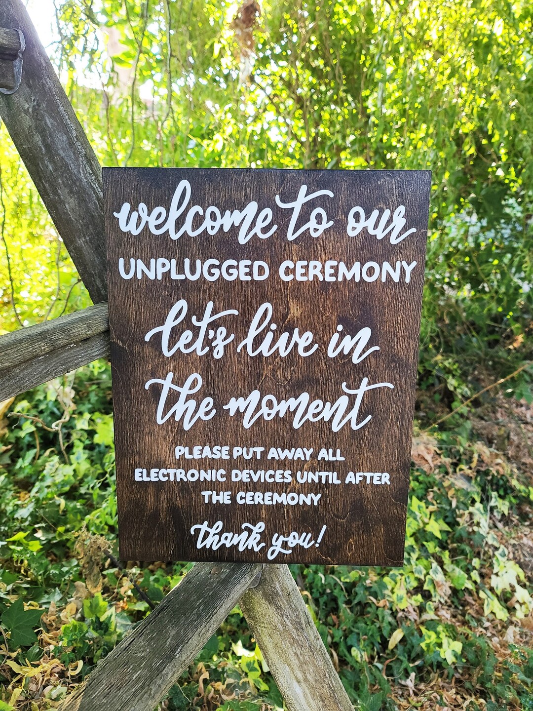Unplugged Ceremony Sign, Rustic Wood Wedding Sign, Reception Decor, No ...