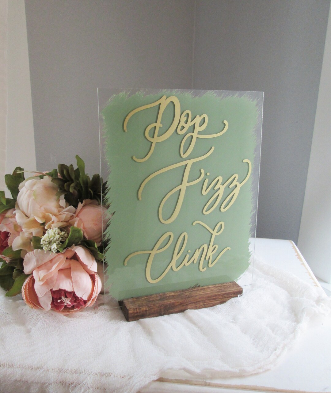 Pop Fizz Clink Hand Painted Acrylic Sign, Pop the Champagne, Bridal ...