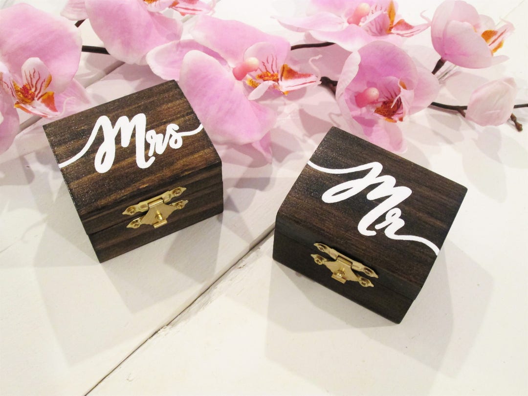 Mr and Mrs Ring Boxes, His and Hers Ring Boxes, Ring Box Set, Wedding ...