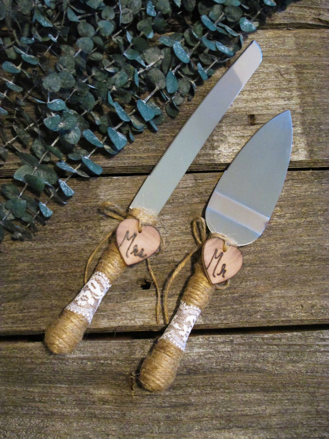 Personalized Cake Serving Set, Rustic Wedding Cake Knife Set, Barn ...