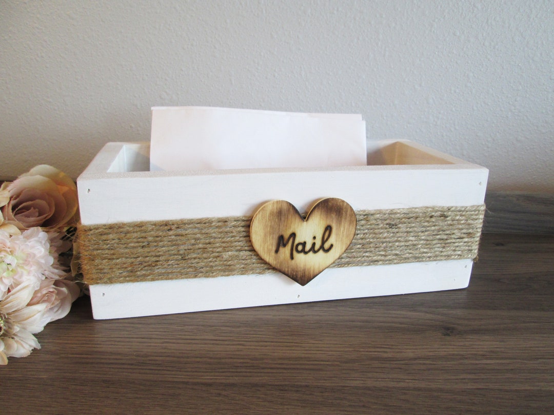 Rustic Wood Mail Holder, Desktop Organizer, Mail Box, Gift for Her ...