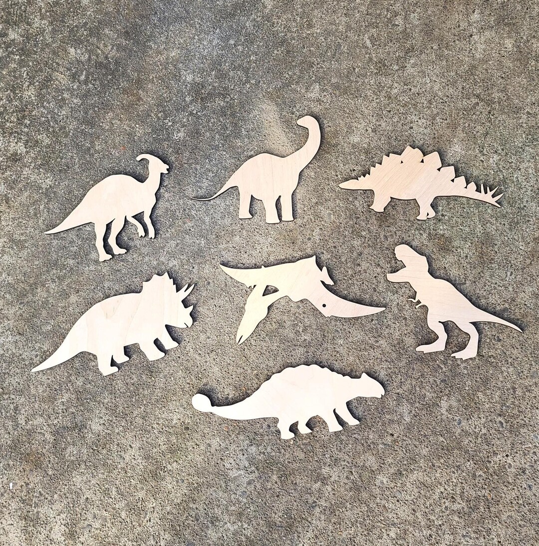 Dinosaur Wood Shapes, Wooden Dinosaur Cutouts, Kids Nursery Room Decor ...
