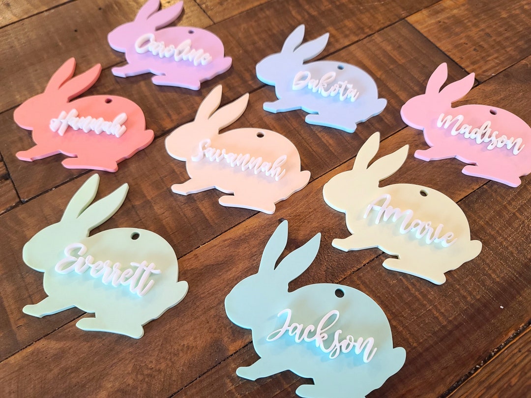 Easter Basket Tags, Personalized Easter Basket Label, Acrylic Bunny ...