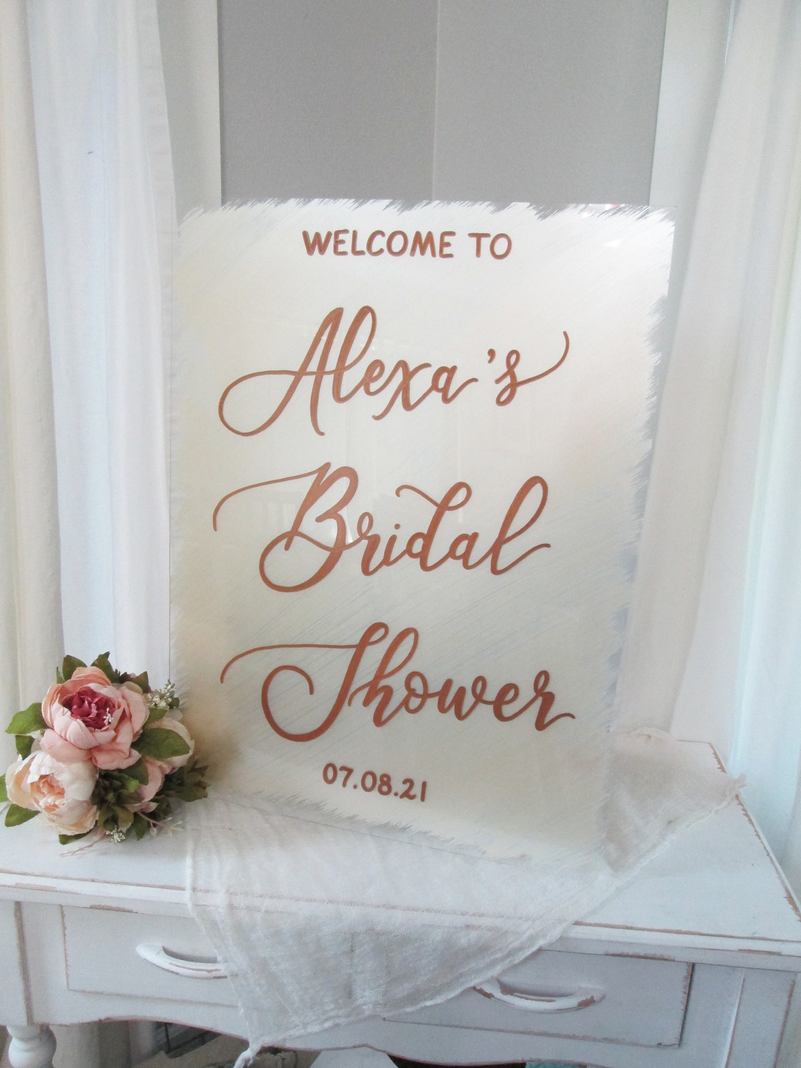 Personalized Hand Painted Acrylic Bridal Shower Welcome Sign - Etsy
