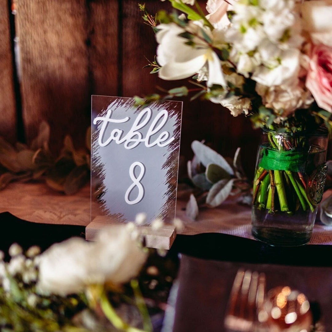 Wedding Table Numbers With Stands, Self Standing Table Numbers, Acrylic ...