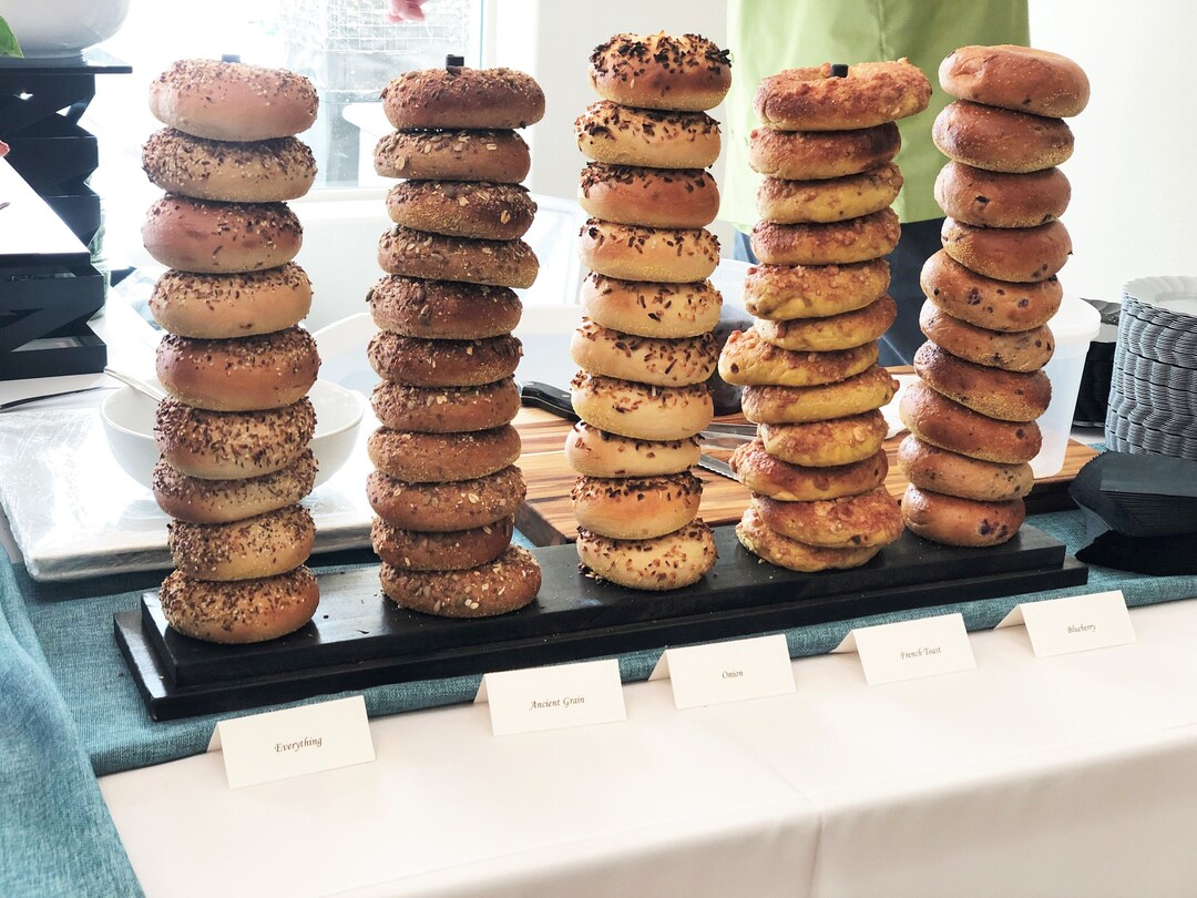 Bagel Bar Stand, Rustic Bridal Shower Decor, Bagel Stand, Breakfast Bar Decor, Party Decor, Baby ...