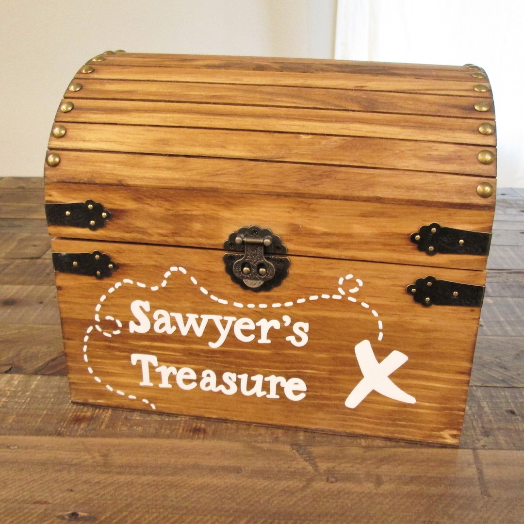 Kid's Treasure Chest - Personalized Pirate Map Chest - Wooden Keepsake ...