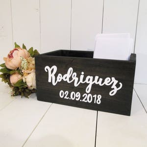 Personalized Wedding Card Box With Last Name and Date Wood - Etsy