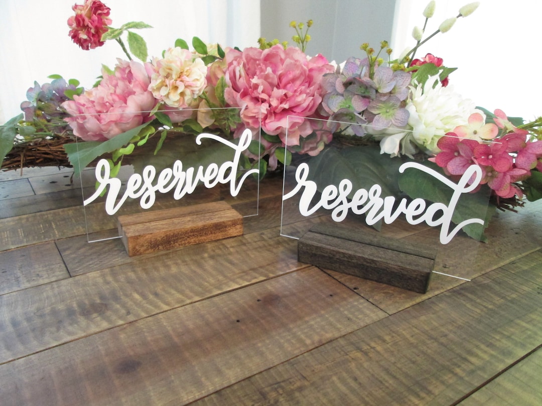 Reserved Sign With Stand, Hand Painted Acrylic Wedding Seating Reserved ...