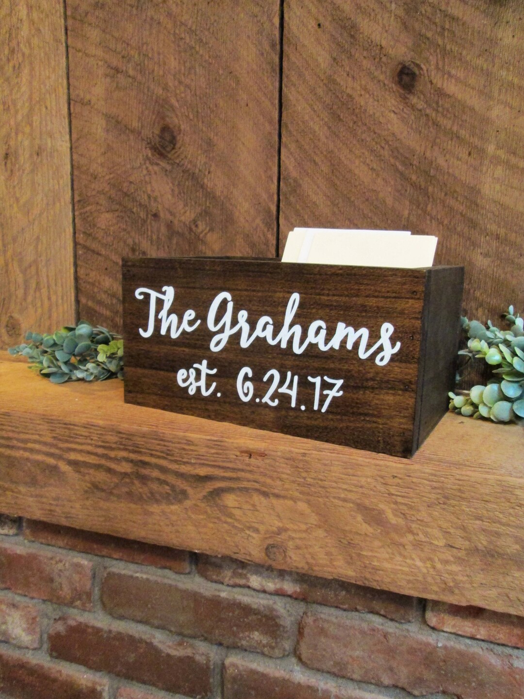 Personalized Wedding Card Box With Last Name and Date Wood - Etsy