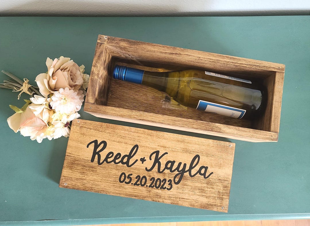 Personalized Wooden Wine Box Gift - Unity Ceremony Box - Anniversary ...