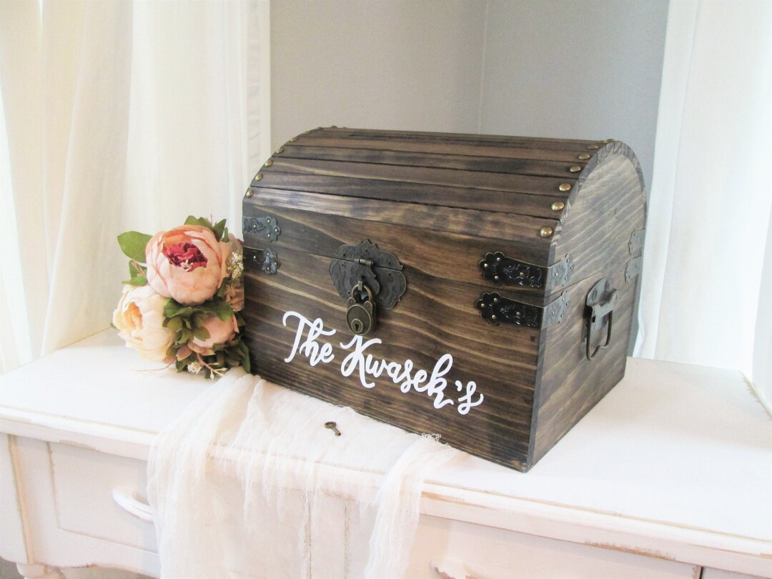 Personalized Wedding Card Box, Wedding Chest With Slot and Lock, Cards ...