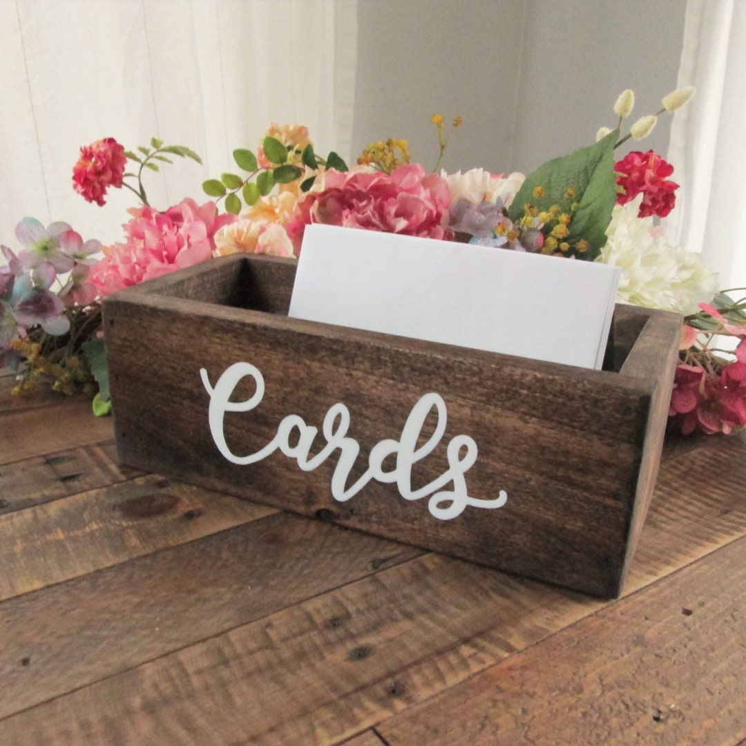 Personalized Wood Cards Box, Last Name Card Holder for Wedding, Wedding ...