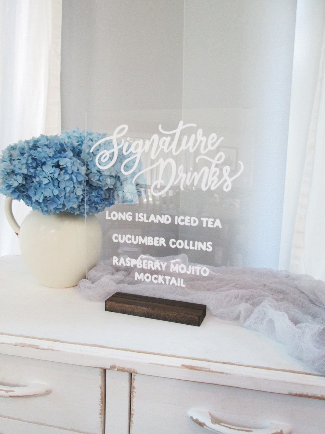 Hand Painted Signature Drinks Acrylic Wedding Reception Sign, Bar Menu ...