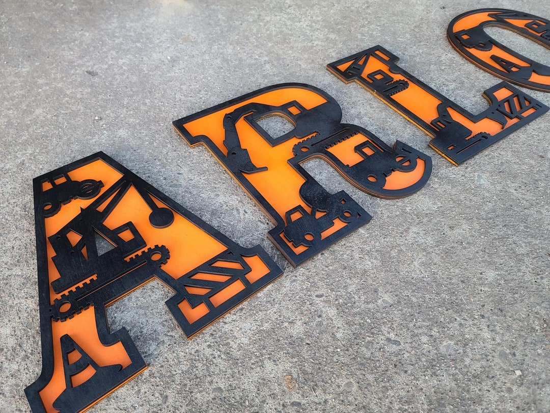 Construction Name Letters for Nursery or Kid's Wall, Play Room Wall ...
