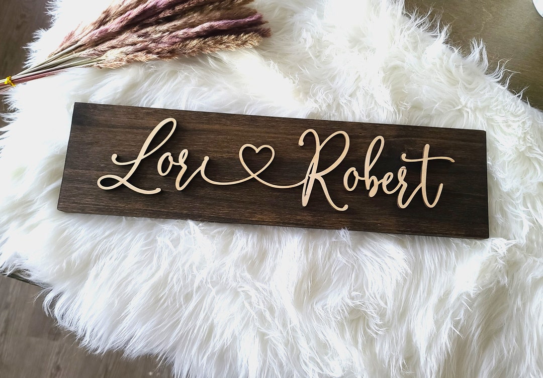 Personalized 3D Connecting Heart Name Sign, Valentines Heart Name Sign ...