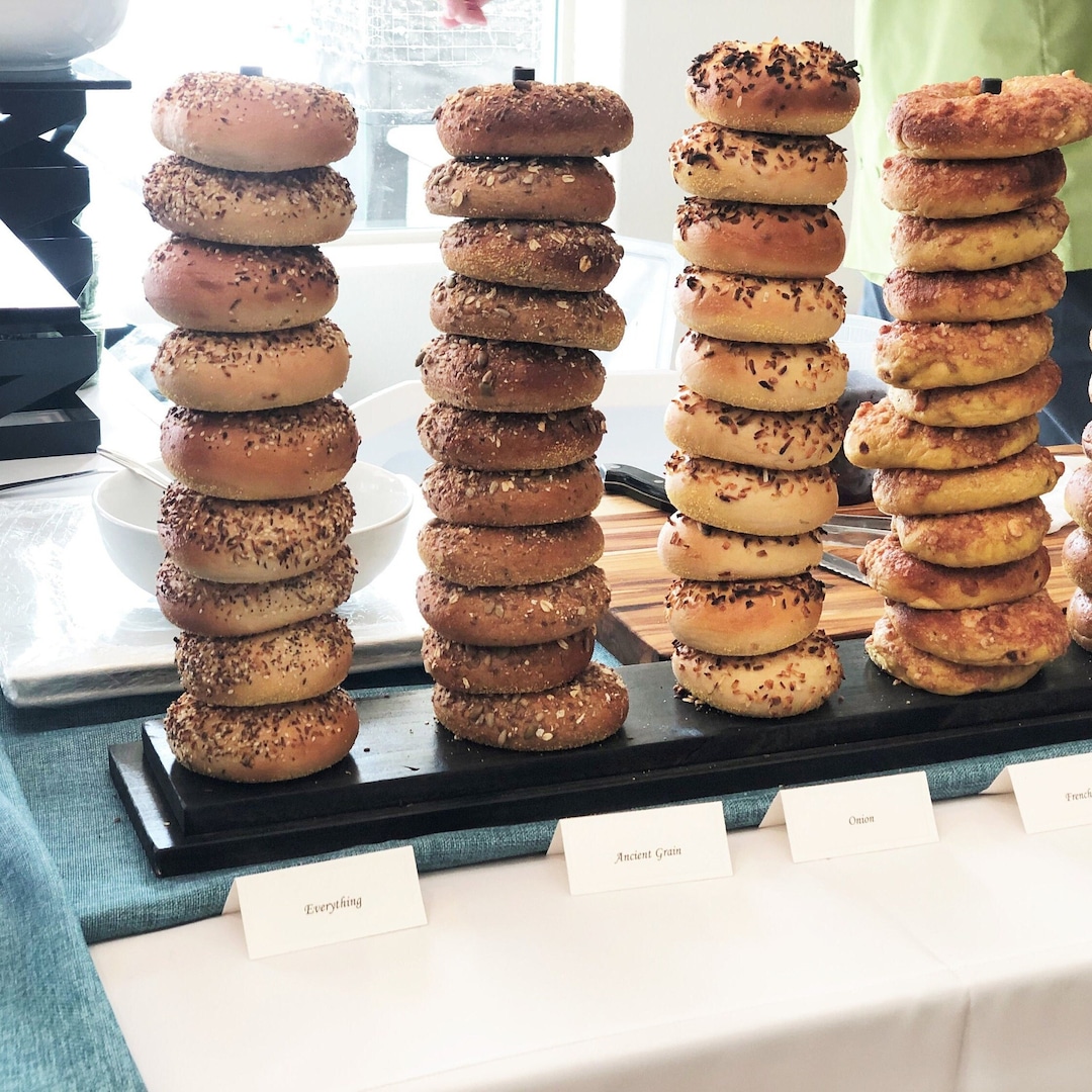 Bagel Bar Stand, Rustic Bridal Shower Decor, Breakfast Bar Decor ...
