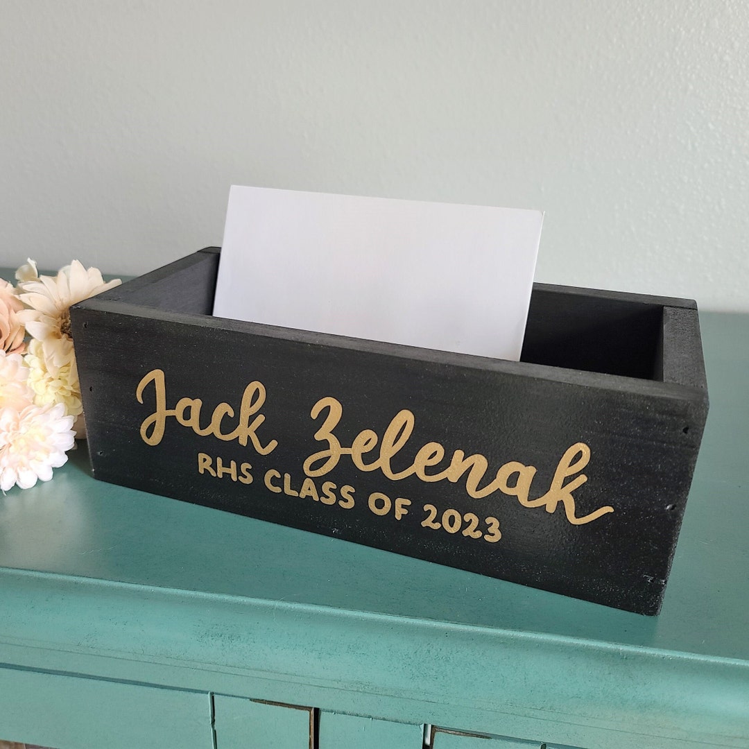Personalized Graduation Card Box, Gift for Graduate, College Dorm Decor ...