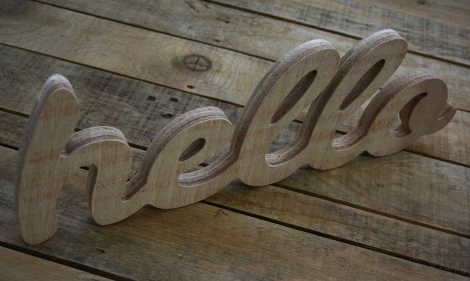 HELLO Wooden Sign Home Decor Word Handwritten Typography - Etsy