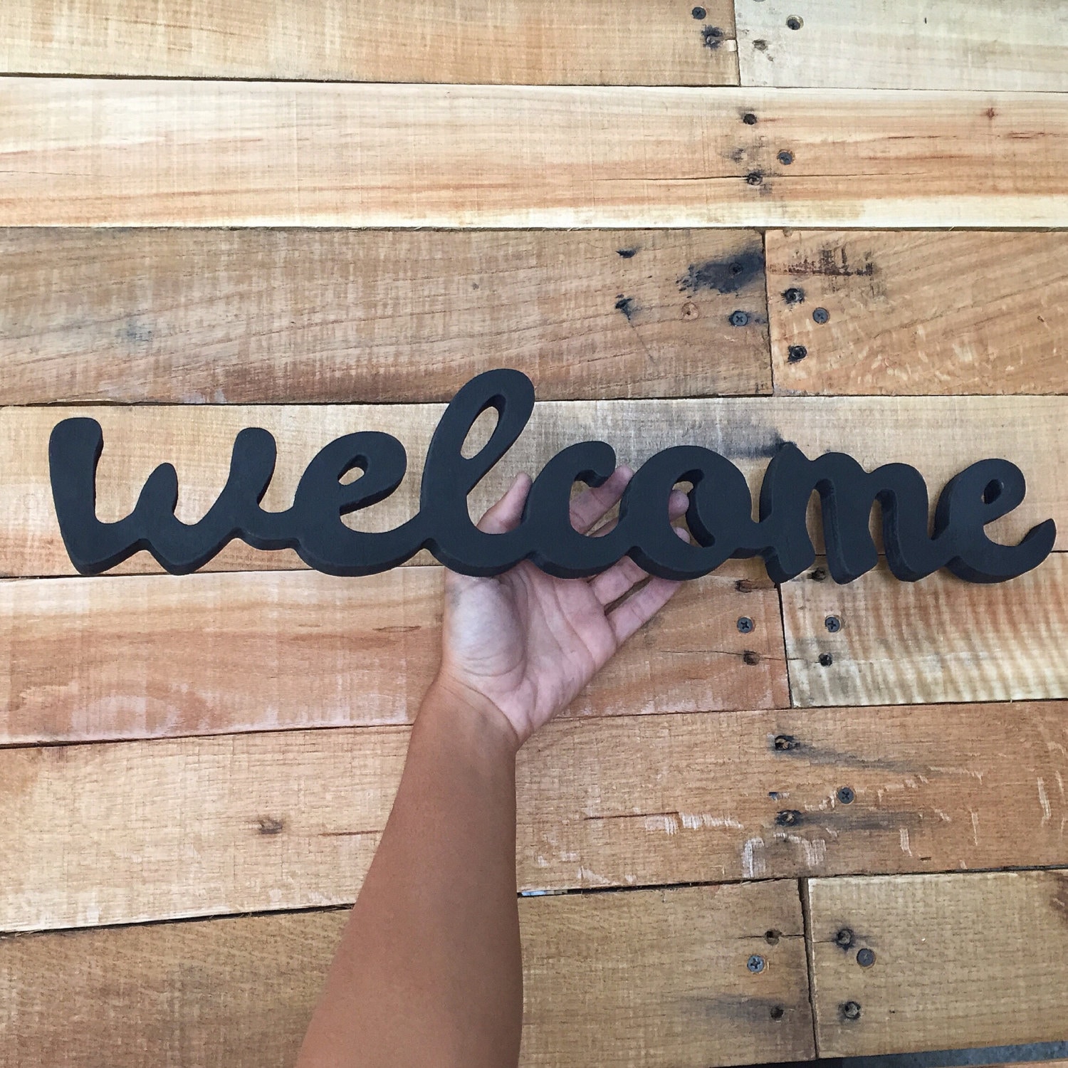 WELCOME Wooden Sign Home Decor Word Art | Etsy