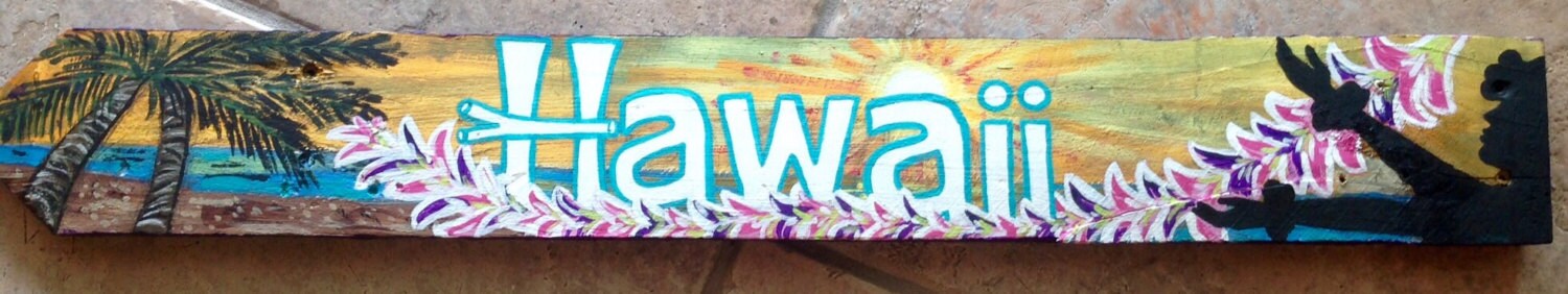 Hand Painted and Lettered Hawaii Signs With 3-4 Landmarks on - Etsy