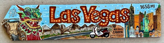 Hand Painted and Lettered City Signs With 3-4 Landmarks on - Etsy