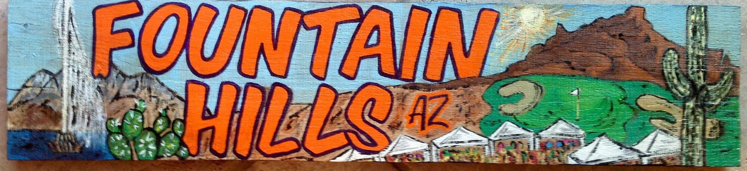 Hand Painted and Lettered City Signs With 3-4 Landmarks on - Etsy