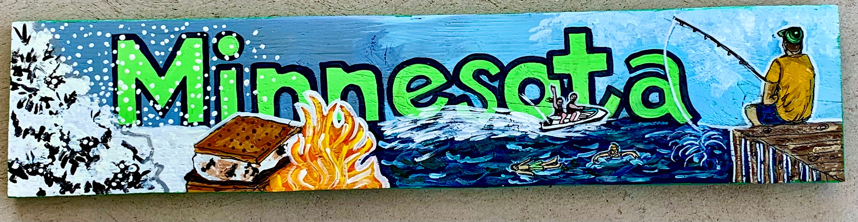 Hand Painted and Lettered State Signs With 3-4 Landmarks, Any State ...