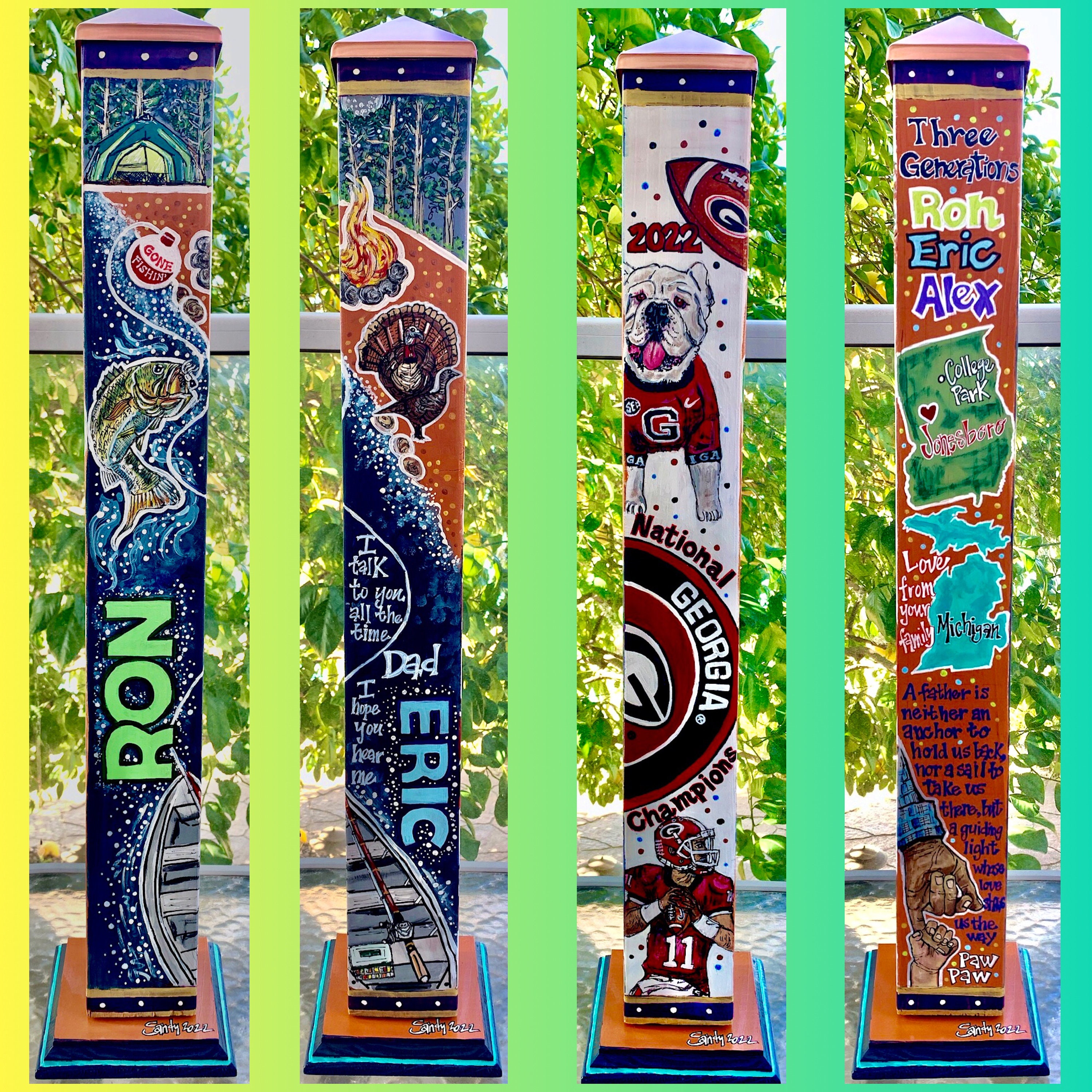 Hand Painted and Lettered Garden Pole, Sealed and Placed on Swivel ...