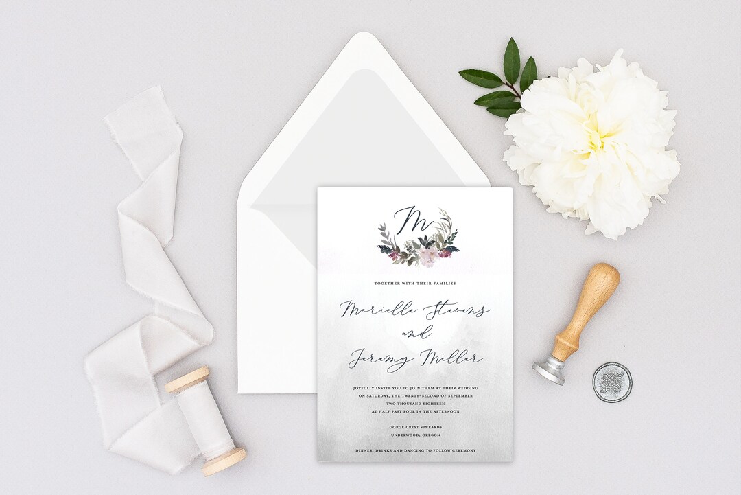 Wedding Invitation - Calligraphy Wedding Invitation, Wedding Invitation ...