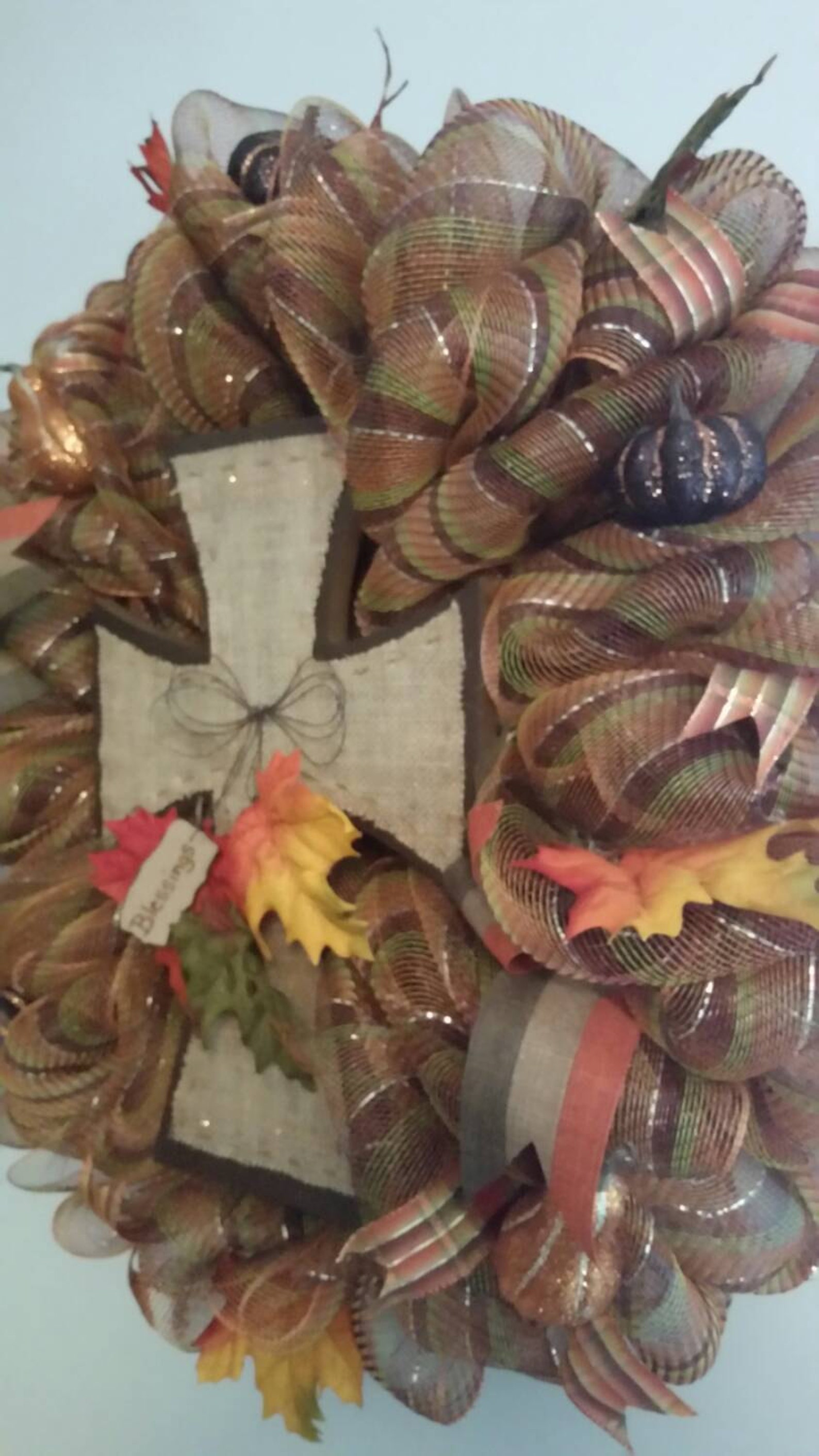 Beautiful Fall Autumn Everyday Cross Blessings Deco Mesh - Etsy