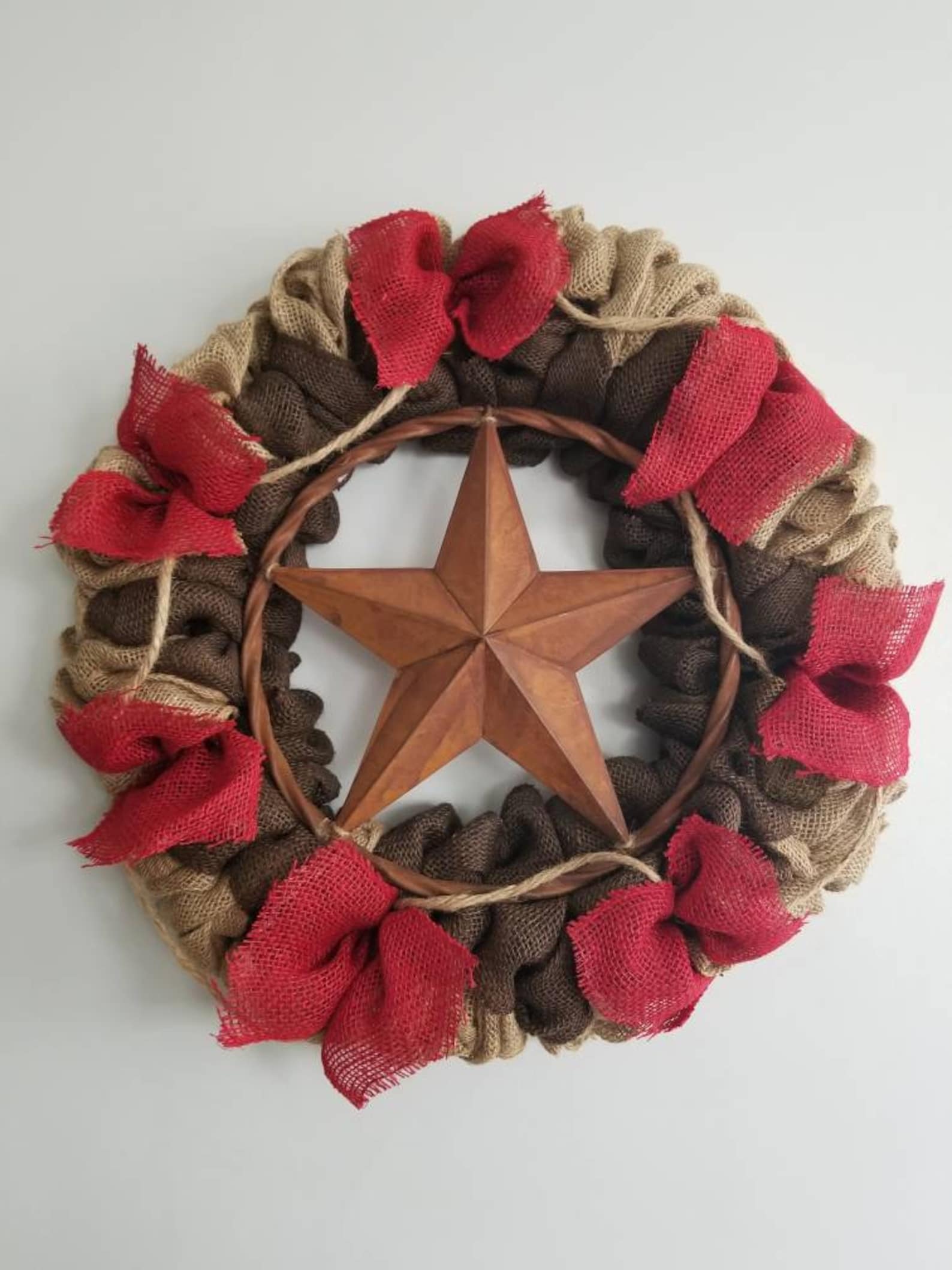 Rustic, Western, Natural, Red, Dark Brown, Star, Burlap, Everyday ...