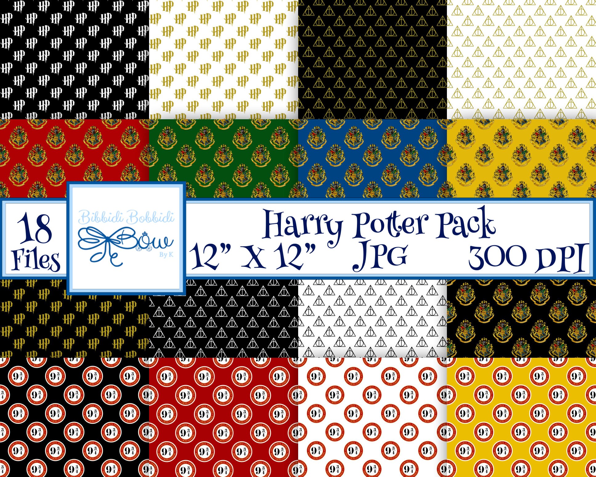 18 HP Hogwarts Seamless Patterns | Scrapbook Pages | Fabric Design ...