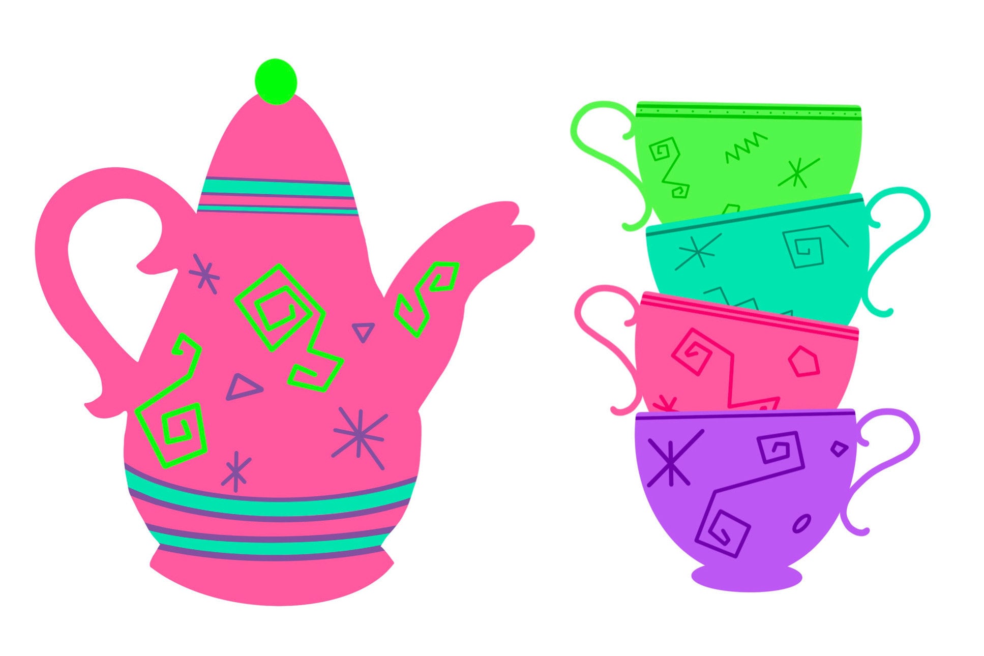 10 Mad Tea Party Clip Art | Alice in Wonderland | PNG & JPEG | Hand ...