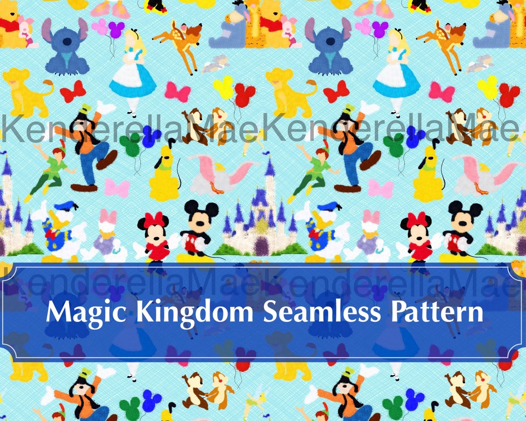 Magic Kingdom Characters Seamless Pattern Printable Download PNG JPG - Etsy
