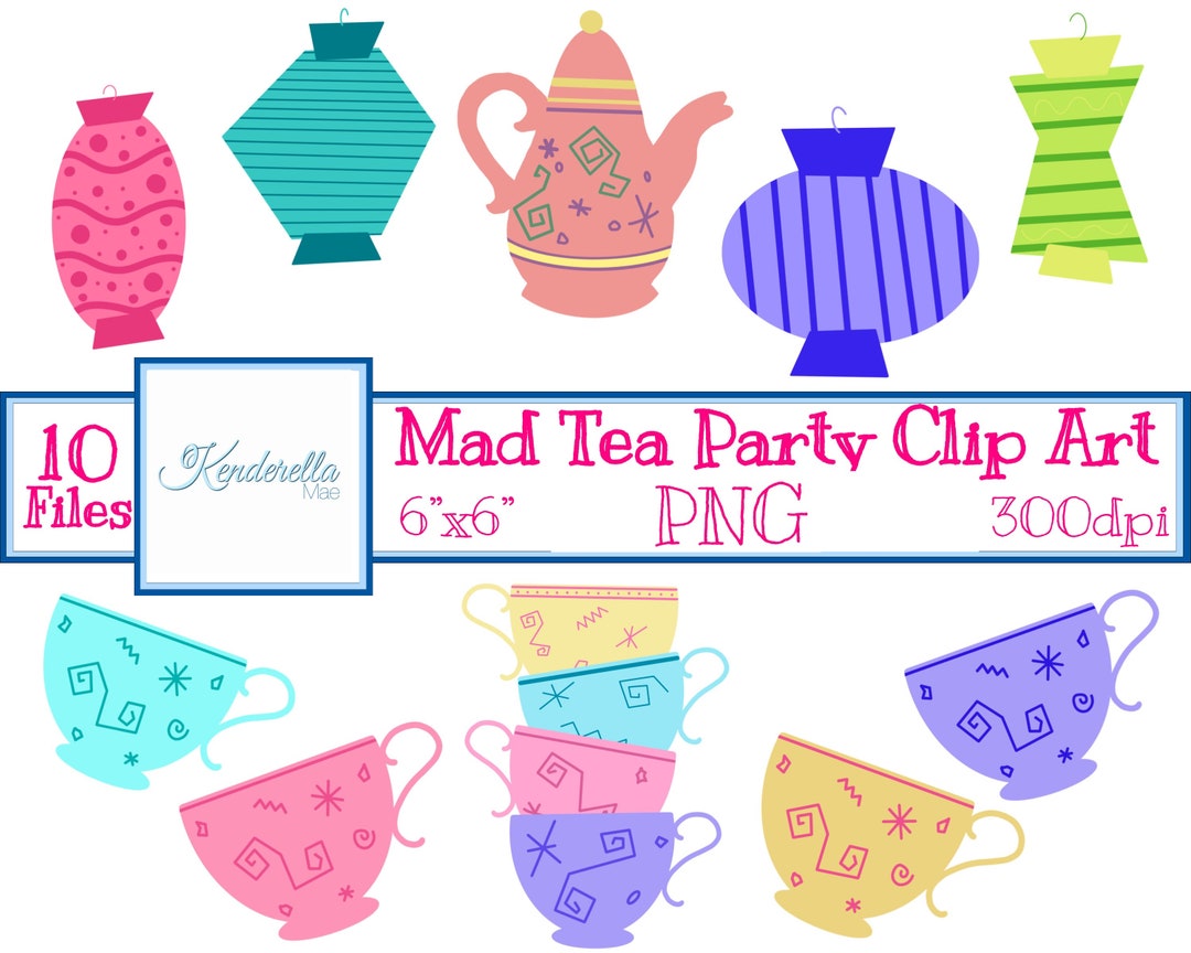 10 Mad Tea Party Clip Art | Alice in Wonderland | PNG | Hand Drawn ...