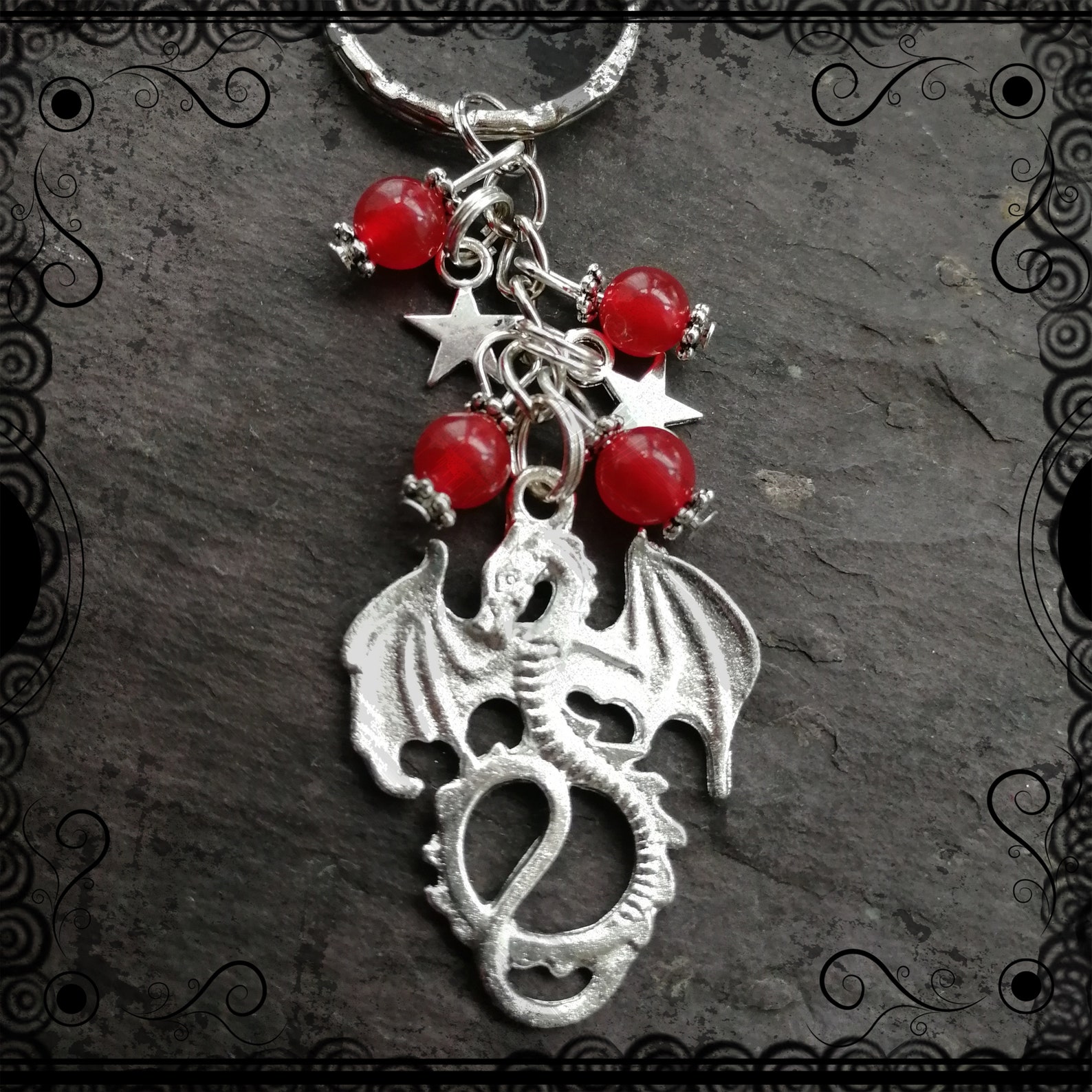 Dragon Keychain Keyring White Dragon of Albion Red Dragon - Etsy