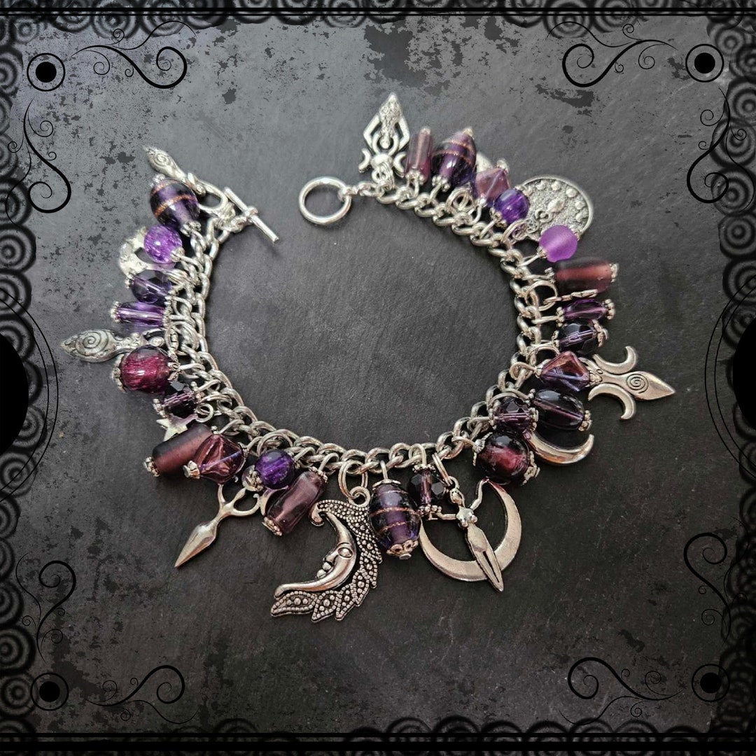 Beautiful Purple Goddesses Charm Bracelet, Sacred Feminine, Women's ...