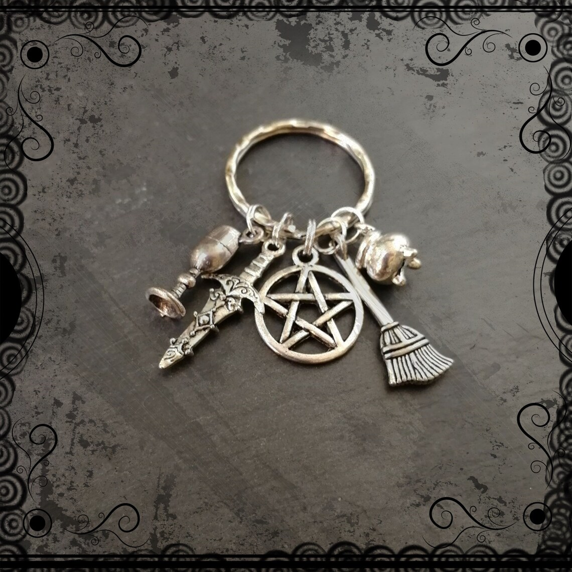 Wiccan Tools Key Ring Key Chain Besom Cauldron Athame - Etsy