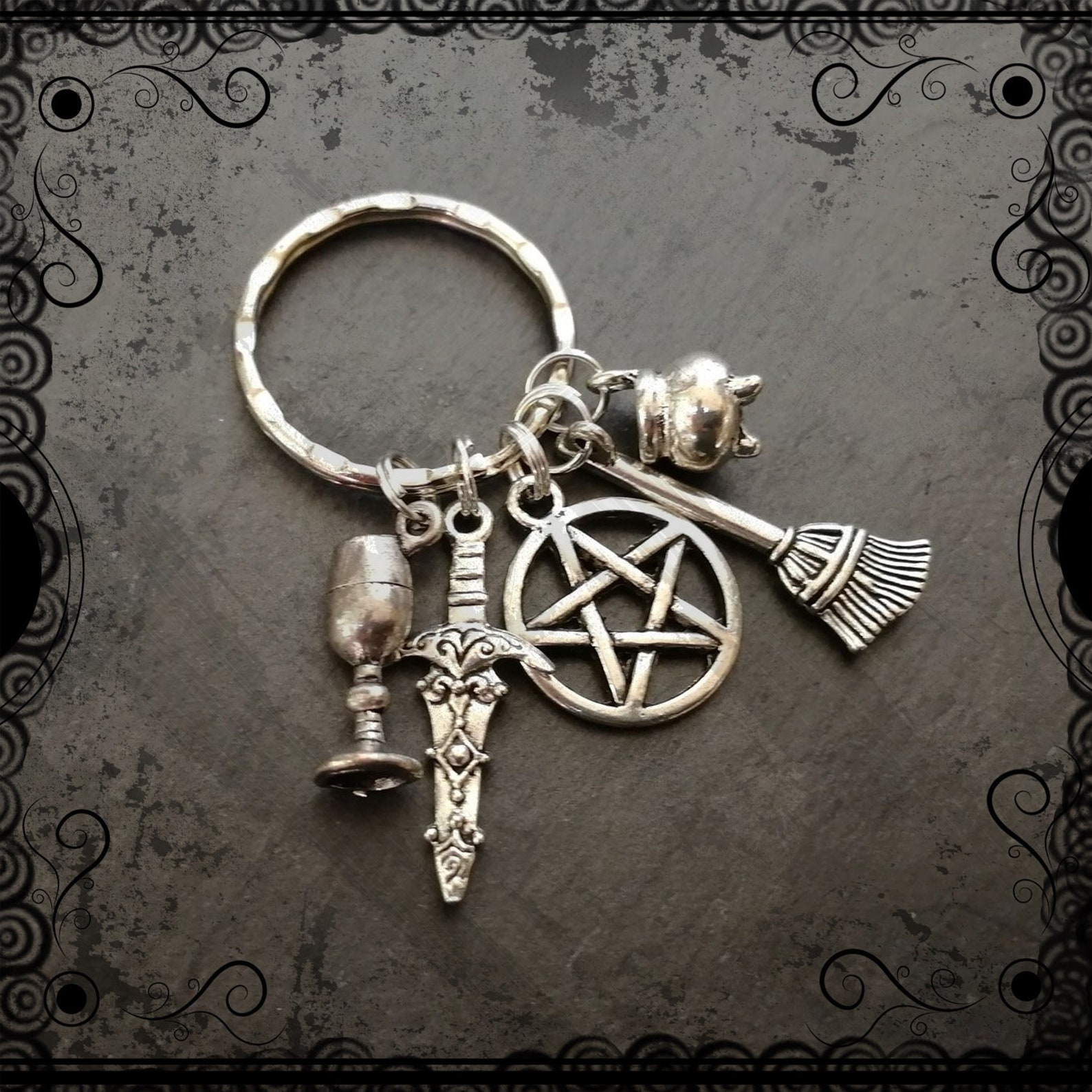 Wiccan Tools Key Ring Key Chain Besom Cauldron Athame - Etsy