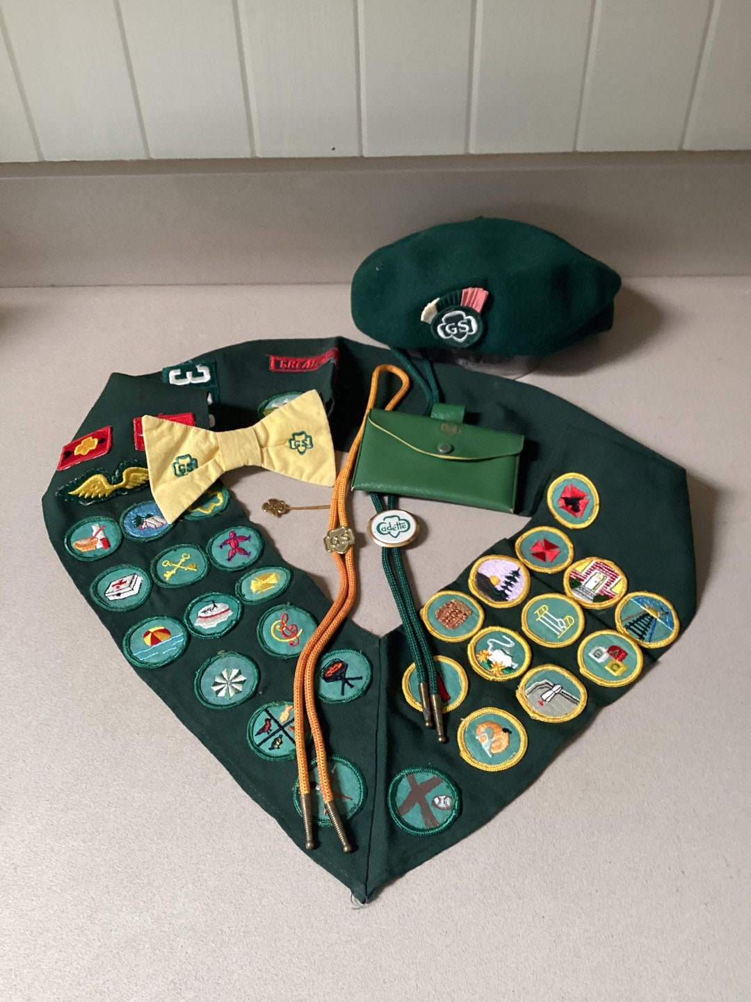Girl Scout Cadette Sash, Beret, Bolos, Hairpin, Purse Bow Tie - Etsy