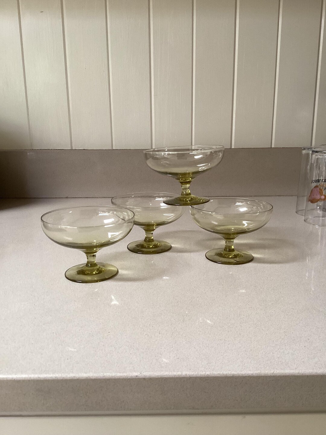 Set of 4 Russel Wright American Modern Chartreuse Champagne Tall ...