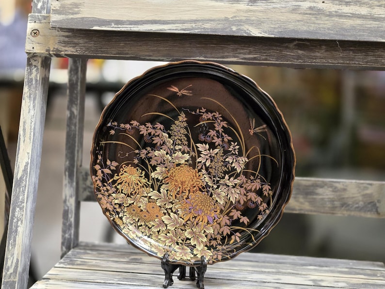Shibata Toki Vintage Japanese Porcelain Shallow Dish Hand Painted Gilt ...