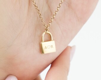 Locked Initial Necklace - Etsy