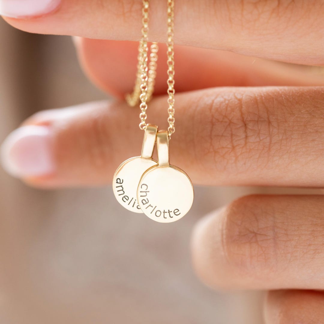 Tiny Solid Gold Name Charm Necklace - Etsy